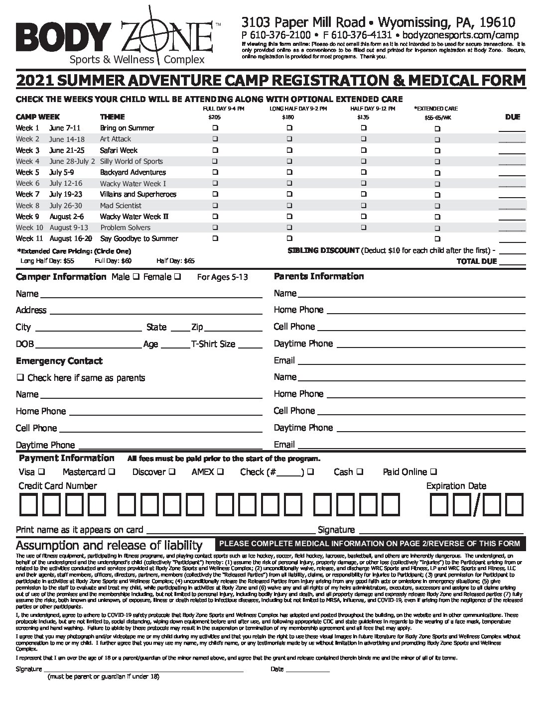 Body-Zone-Summer-Adventure-Camp-2021_Registration-and-Medical-Form ...