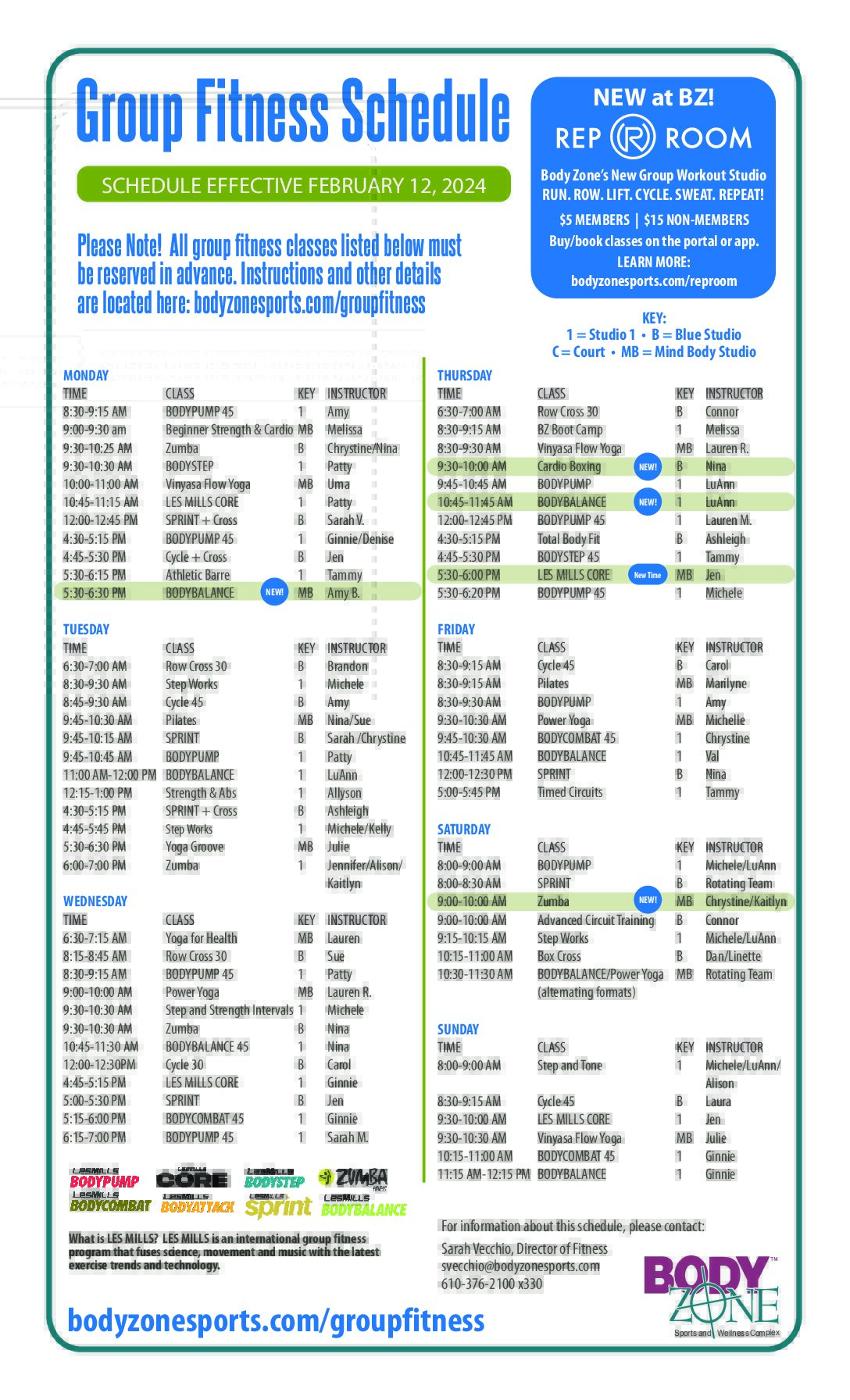 GROUP FITNESS SCHEDULE - FEB 12 2024 rev1[41] - Body Zone Sports and Wellness Complex